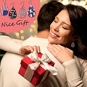 Otuuz 24 Pairs Christmas Earring Santa Christmas Tree Pumpkin Faux Leather Earrings Dangle Lightweight Teardrop Earrings Thanksgiving New Year Party Decorations for Women