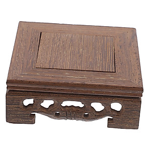 COLLBATH 4pcs Carved Wood Lifting Base Wood Display Stand Riser Flower Pot Stand Thai Wood Base Retro Crafts Stand Planter Holder Buddhist Plant Holder Wood Trim Desktop Teapot Stand Wooden