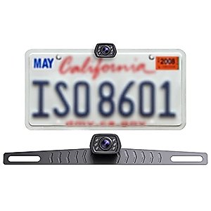 ZEROXCLUB HD Car Backup Camera 6 Auto LED Lights Night Vision, IP69 Waterproof Wired License Plate Rear View Camera 149° Wide View Reversing Camera for Car Pickup Truck SUV-B2