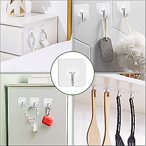 AROIC Adhesive Hooks for Hanging, 58 Packs Command Hook Heavy Duty Self Adhesive Wall Hooks 20 lbs / 9 kg (Max), Removable, Waterproof Hook for Bedroom Kitchen Bathroom