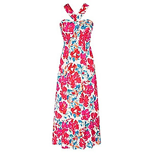 2023 Women's Summer Halter Neck Flowy A Line Floral Maxi Long Dresses Multicolor S