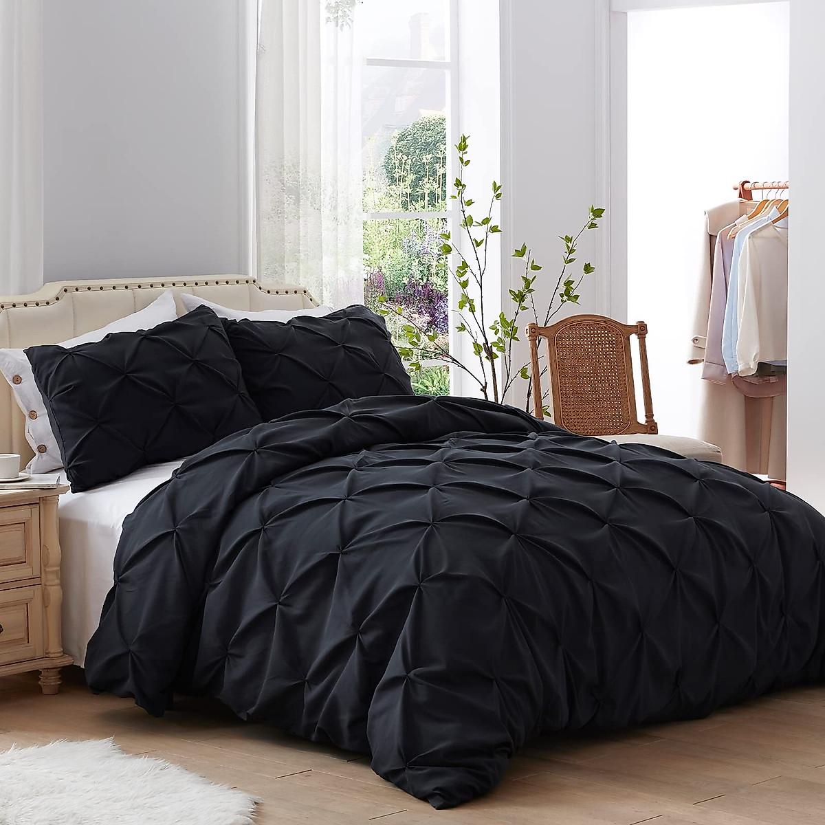 SunStyle Home Duvet Cover Twin Size - Reversible Pintuck Duvet Cover Set with Zipper Closure, Rust 2 Pieces Bedding Set, 1 Duvet Cover 68"x90" and 1 Pillow Sham 20"x26"
