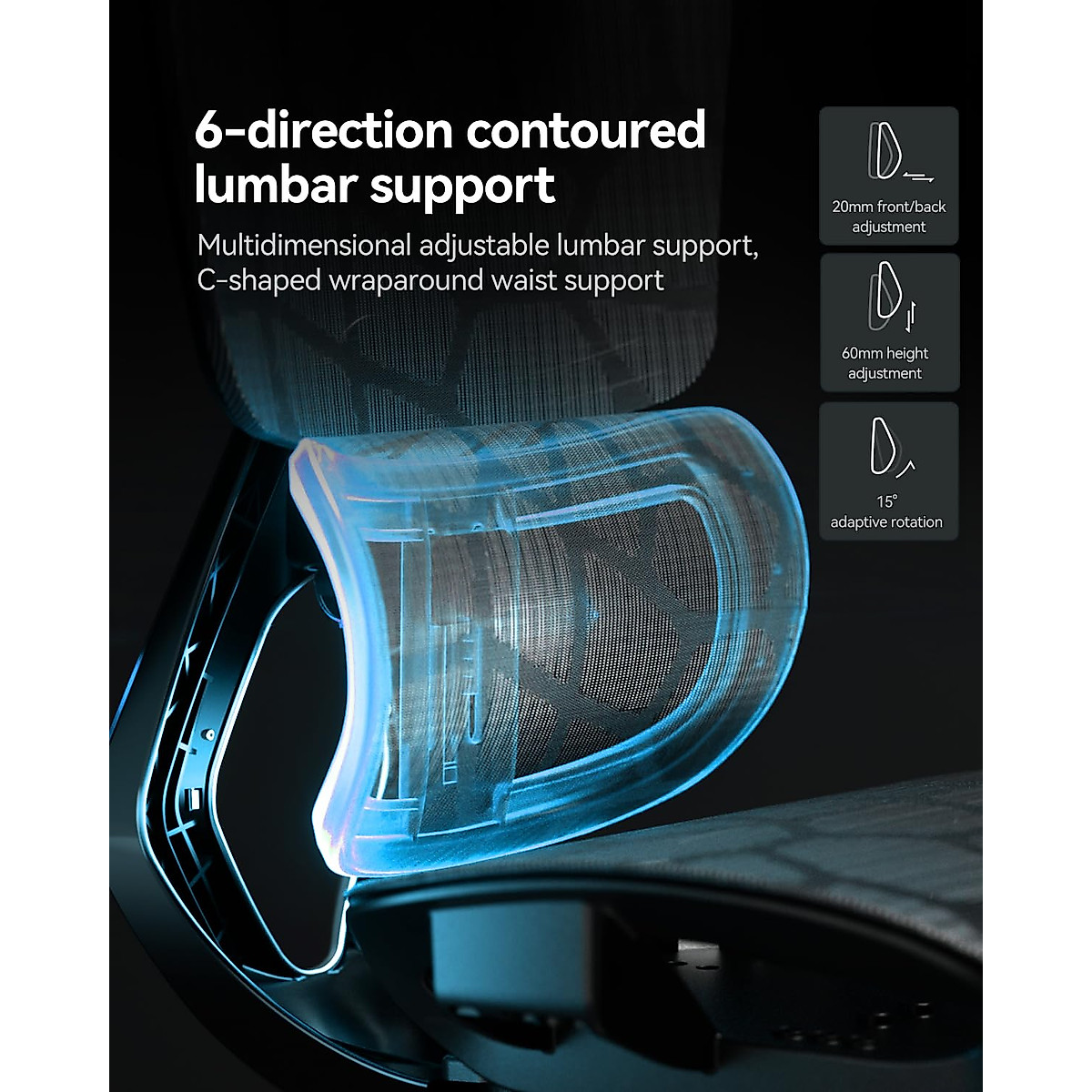 AutoFull G5 Office Chair, Ergonomic Office Chair with 6D Lumbar Support, 360° Adjustable Armrest Mesh Chair, Reclining Computer Chair with Footrest, Sliver