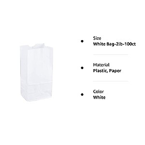 2lb White Kraft Paper Bags- Pack of 100ct