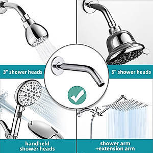 Cobbe Shower Arm with Flange and Teflon Tape, 6-Inches Wall Mounted Shower Pipe Arm Extension for Fixed Shower Head, Matte Black