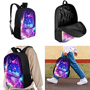 HELLHERO 3pcs/set Galaxy Wolf Backpack School Bag Boys Secondary School Girls Schoolbag for Kids Bookbag with Lunch Box Pencil Purse Hiking Camping Travel Picnic Laptop Backpacks Rucksacks