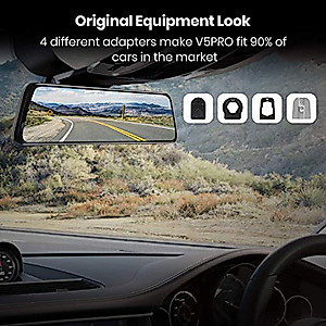 AUTO-VOX V5PRO OEM Look Rear View Mirror Camera with Neat Wiring, No Glare Mirror Dash Cam front and rear, 9.35'' Full Laminated Ultrathin Touch Screen, Dual 1080P Super Night Vision Car Backup Camera
