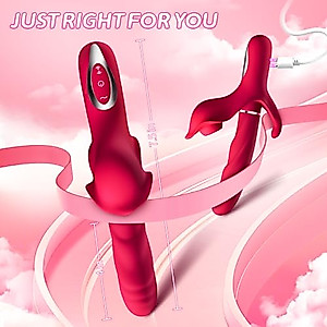Thrusting Dildo Vibrator Sex Toys - 3-in-1 Rabbit Vibrator with 10 Thrusting & 10Flapping & 10 Vibration Modes, Adult Sex Toys Games for Women Couples Pleasure