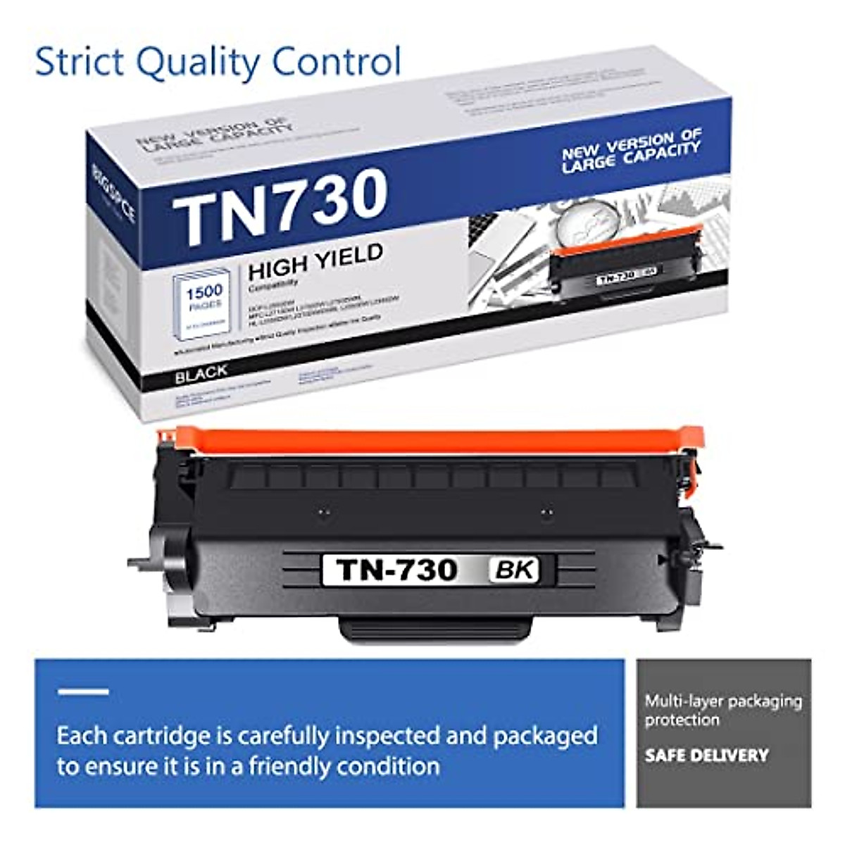 2-Pack TN730 Black TN-730 Standard Yield Toner Cartridge TN-730 Replacement for Brother DCP-L2550DW MFC-L2710DW L2750DW L2750DWXL HL-L2350DW L2370DW/DWXL L2390DW L2395DW Printer | BIGSPCE TN730