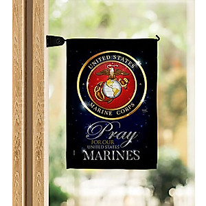 Breeze Decor Pray United Garden Flag Set Mailbox Hanger Armed Forces Marine Corps USMC Semper Fi State American Military Veteran Retire Official House Yard Gift Double-Sided, Made in USA