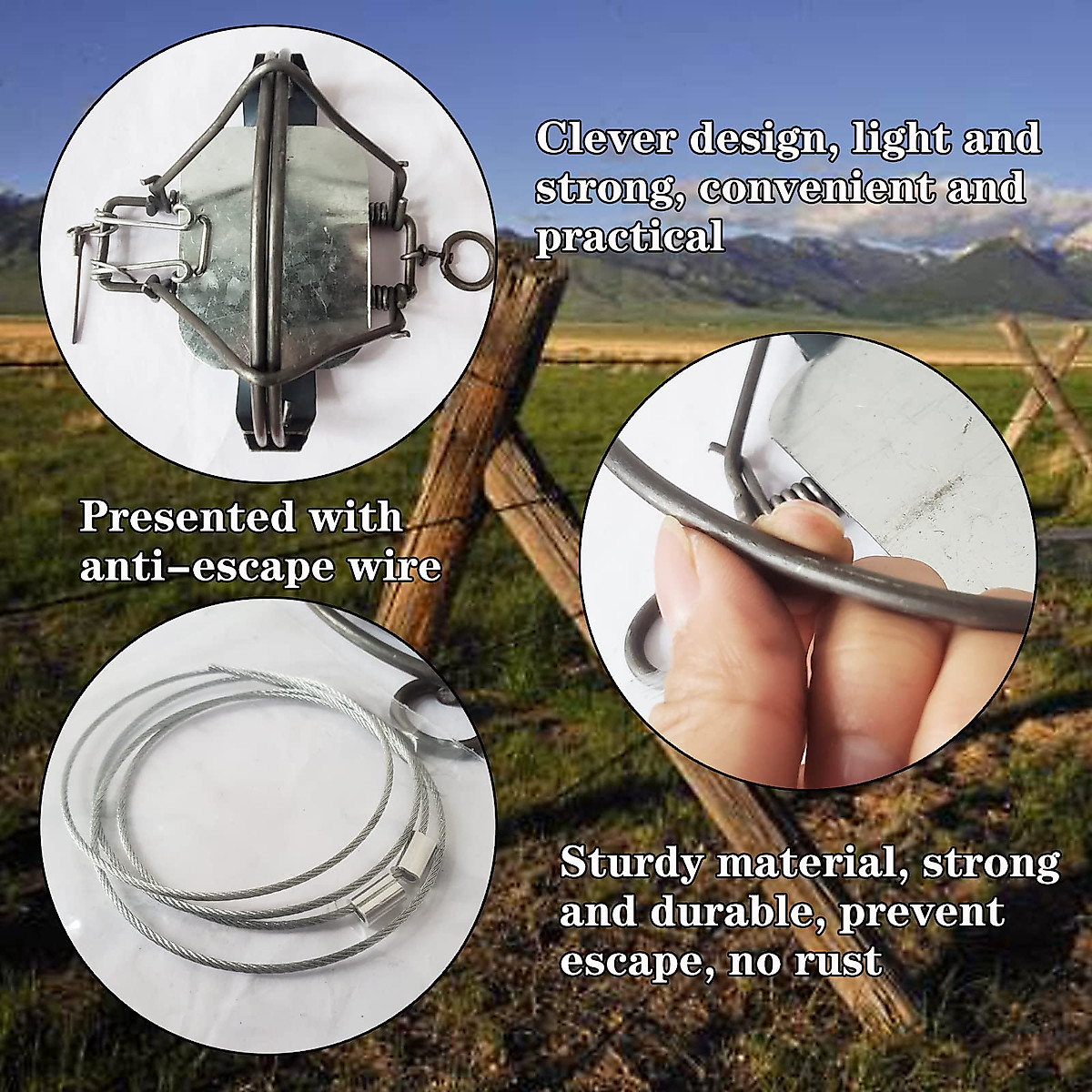 Pack of 2 Classic Rat Traps Mole Trap Rodent Cage Possum Trap Gophers Trap Groundhog Trap Fully Galvanized - Humane Rat Traps That Work - Durable Reusable Rat Trap (7in-2 Pack)