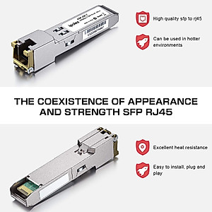 Gigabit SFP to RJ45 Copper SFP Transceiver 1000Base-T, 1.25G SFP-T Copper SFP Module, for Ubiquiti UniFi UF-RJ45-1G/UACC-CM-RJ45-1G, Mikrotik, Fortinet, Netgear, TP-Link and More(CAT5e/6,100m) 2-Pack