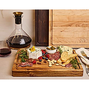 Sonder Los Angeles, Thick Sustainable Acacia Wood Cutting Board for Kitchen with Juice Groove, Sorting Compartment, Charcuterie 16x12x1.5 in (Gift Box Included)
