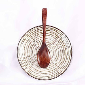 Leadigol 10PCS Wooden Spoons Forks Set Kitchen Tableware Reusable Eco-Friendly Tableware Teaspoon Wooden Forks Salad Dinner Fork Tableware Dinnerware