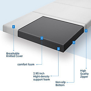 Avenco Folding Mattress, 4 Inch Trifold Mattress, Queen Size Folding Mattress for Indoor, RV/Camper Van, Travel, Camping, Guest Room-Breathable Cover & Non-Slip Bottom