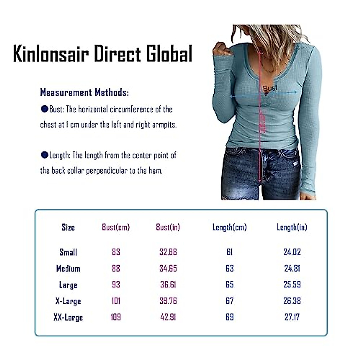 KINLONSAIR Women Casual Long Sleeve Tunic V-Neck Slim Fit T Shirts Basic Tee Tops Crew Neck Ribbed Knit Solid Shirt Army Green
