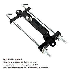 AOCISKA Adjustable Battery Hold Down Bracket,Universal Crossbar with L Bolt Battery Hold Down Bracket Holder,Car Crossbar Battery Fixing Holder,Battery Tie Down Kit for Car SUV (10 inch)