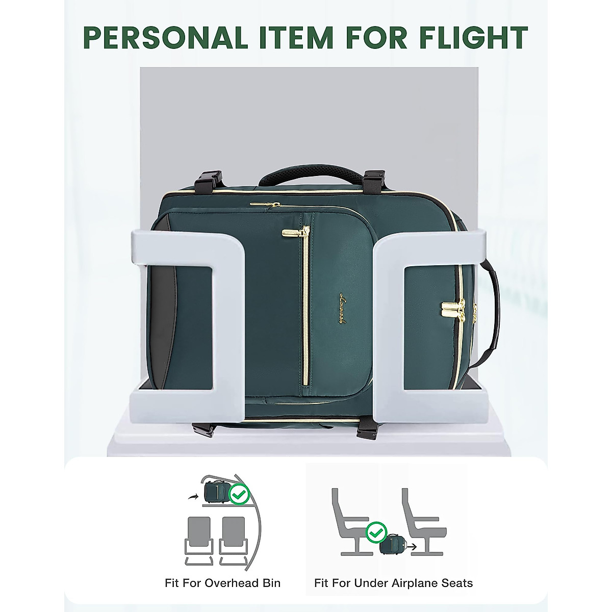 LOVEVOOK Travel Carry on Backpack as Personal Item Flight Approved for Men, 40L Waterproof Large 17inch Laptop Luggage Daypack Business Weekender Overnight with 3 Packing Cubes, Green