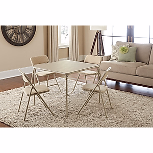 Ameriwood Home Cosco 5-Piece Folding Table and Chair Set, Tan