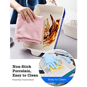 3Pack Ceramic Baking Dish for Oven Large Casserole Baking Dish with Handles Packaging Upgrade Nonstick Ceramic Bakeware for Cooking, Cakes, Lasagna & Gift, Blue