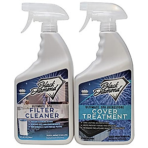 Black Diamond Stoneworks Ultimate Spa Hot Tub Filter Cleaner Spray and UV/Restore Cover Treatment, Protectant, Conditioner for Vinyl and Plastic. 2-Quart Bundle