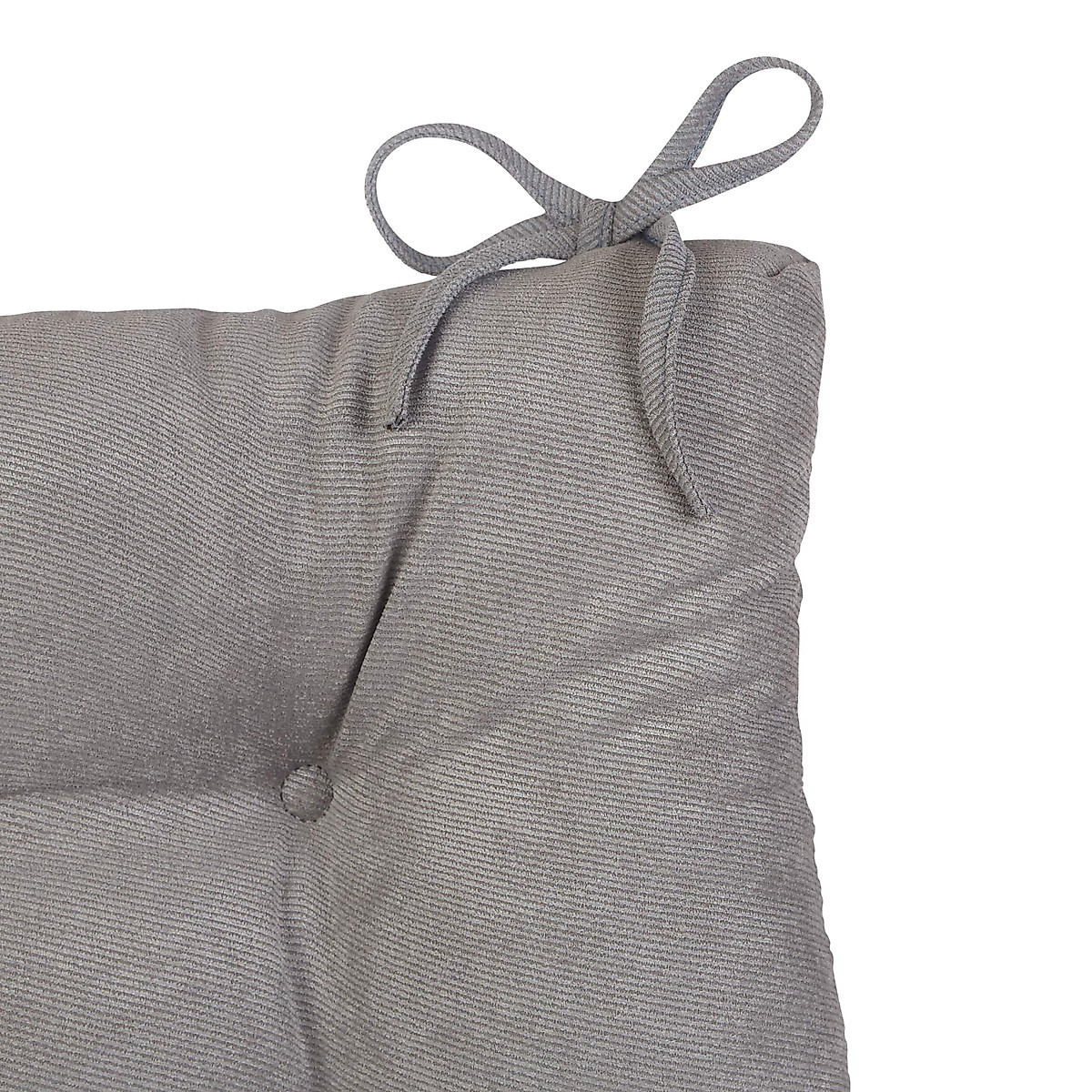 Klear Vu Omega Non-Slip Rocking Chair Cushion Set with Thick Padding and Tufted Design, Includes Seat Pad & Back Pillow with Ties for Living Room Rocker, 17x17 Inches, 2 Piece Set, Gray