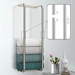 Rxvotocr Stainless Steel Wall-Mounted Bathroom Towel Rack and Organizer for Rolled Towels, Ideal for Modern Small Bathrooms with Limited Space, Sleek and Chic Sliver Design.