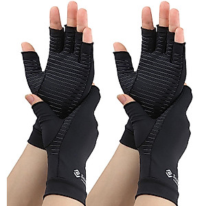 Semikk 2 Pair Compression Gloves for Women Men, Copper Arthritis Gloves for Rheumatoid Arthritis Osteoarthritis Carpal Tunnel