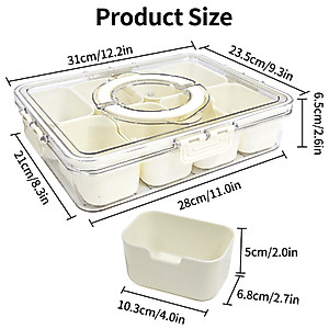 Yuroochii Divided Serving Tray with Handle - Lid & Removable Snack Box 8 Compartment Fruit Container Food Storage Snackle Lunch Organizer Fridge Platter Charcuterie Holder for Travel Candy Party Salad