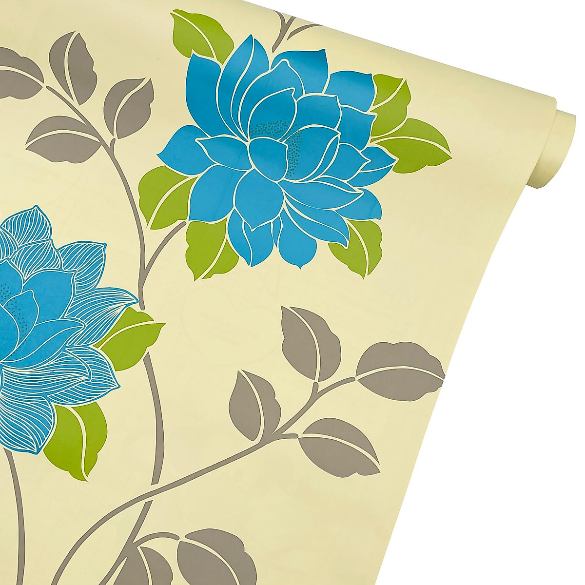 Yifely Large Blue Peony Shelf Liner Self-Adhesive Dresser Drawer Covering PVC Paper Refresh School Study Desk 17.8 Inch by 9.8 Feet