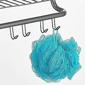 mDesign Extra Wide Hanging Shower Caddy Storage Organizer, Metal Wire Bathroom Organization Center with Built-in Hooks and Baskets on 2 Levels for Shampoo, Body Wash, Loofahs - Graphite Gray