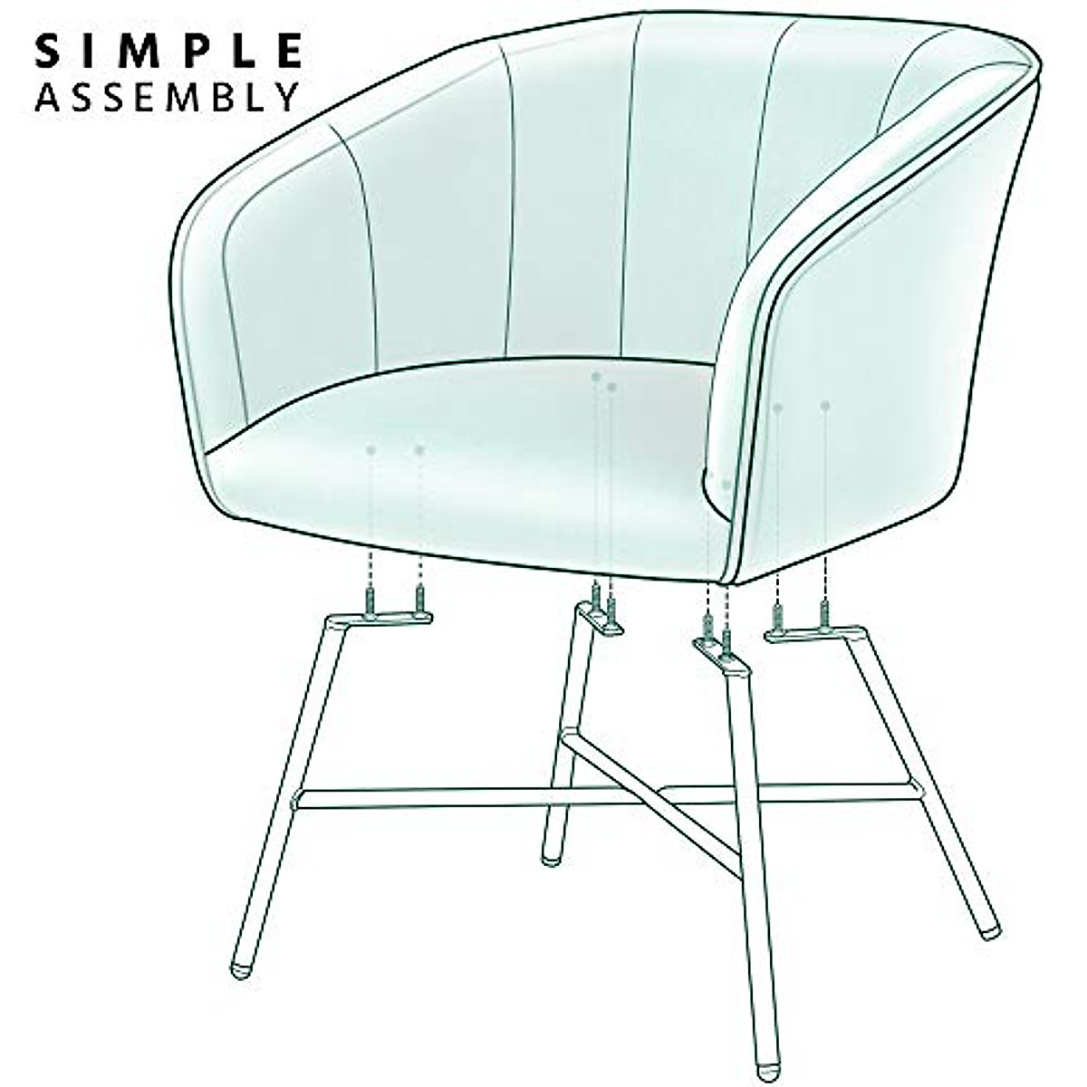 Yaheetech Dining Room Chair, Comfy Side Chair Curved Back Sturdy Legs for Dining Room/Office/Chicken/Waiting Room, Green