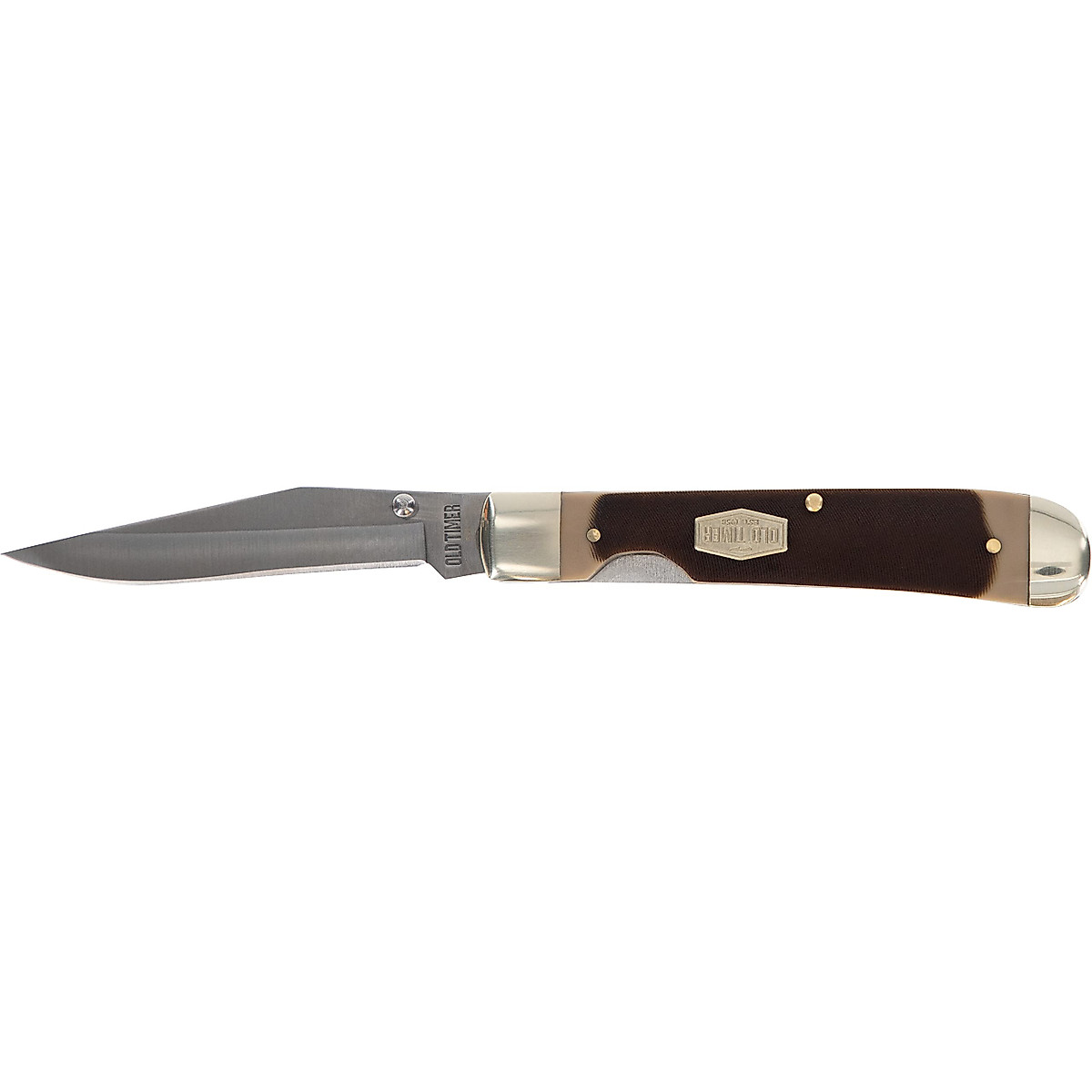 Old Timer 294OT Liner Lock Trapper 7.2in Traditional Pocket Knife with 1 High Carbon Stainless Steel Clip Point Blade, Pocket Clip, and Ergonomic Sawcut Handle for Hunting, Camping, EDC, and Outdoors