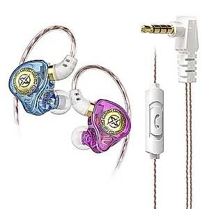 FEDAI X1 in Ear Monitor Earbuds for Musicians, HiFi Headset Earphones，with Mic Headphones Wired, Noise Canceling, for Teen, Musicians Stage, Drummer for Gym Workout Running Church (Blue+Purple) …