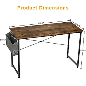 YSSOA Computer Desk, Modern Simple Style Desk for Home Office, Study Student Writing Desk, Vintage Wooden Desk, Brown, 47 Inch