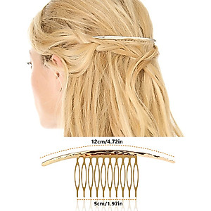 6 Pack Vintage Hair Side Combs Metal for Women Girl, Bridal Leaf Decorative Clips Gold French Twist Hair Slide Comb with Teeth Grip for Bride Wedding Headpiece Hair Accessories