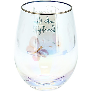 Pavilion - 18 oz Iridescent Stemless Wine Glass - Friends Make Life Beautiful