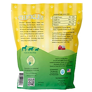 Pet Health Solutions Chickles Chicken Breast Fillets for Dogs - Tested Safe, Low Fat Chicken Dog Treats Natural - 100% Natural Chicken High Protein No Preservatives Propylene Glycol Free, 2 lb