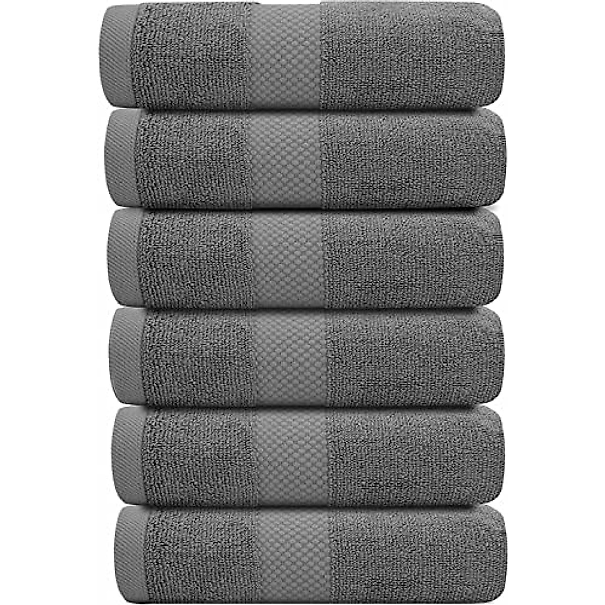 White Classic Luxury Hand Towels for Bathroom-Hotel-Spa-Kitchen-Set - Circlet Egyptian Cotton - 16x30 Inches - Set of 6 (Gray)