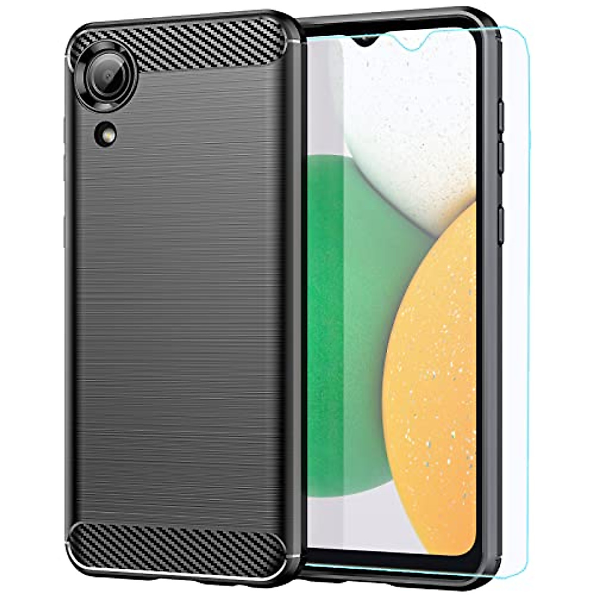 M MAIKEZI Samsung A03 Core case,Galaxy A03 Core case,with HD Screen Protector, Shock-Absorption Flexible TPU Bumper Soft Rubber Protective Case Cove for Samsung Galaxy A03 Core (Black Brushed TPU)