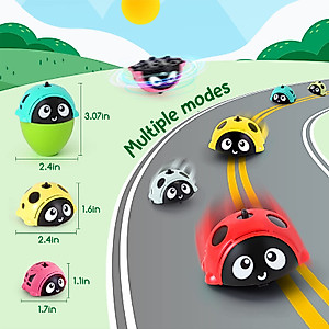 Hamdol Pull Back Cars Friction Powered Cars, Multi-Function 360° Rotating Spinning Top, Push and Go Back and Forth Car Toys Vehicles Play Set, Christmas & Birthday New Year Gifts for Kids(8 Sets)