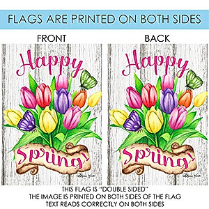 Toland Home Garden 1112301 Spring Tulips Spring Flag 12x18 Inch Double Sided Spring Garden Flag for Outdoor House Flower Flag Yard Decoration