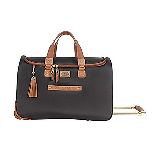 Steve Madden Designer Carry On Luggage Collection - Lightweight 20 Inch Duffel Bag- Weekender Overnight Business Travel Suitcase with 2- Rolling Spinner Wheels (Global Black)