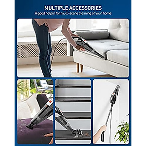 Stick Vacuum Cleaner, Corded Small Handheld Vacuum Lightweight Electric Brooms, 18Kpa Strong Suction 4-in-1 Portable 600W Mini Hand Vac for Home Pet Hair Hard Floor, Carpet