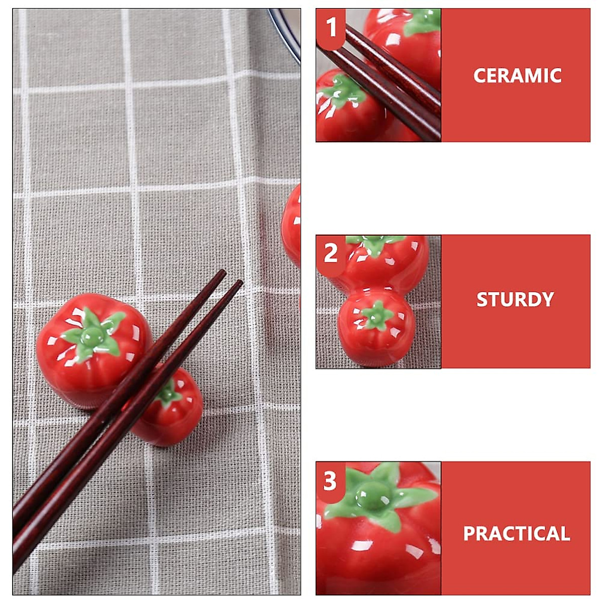 GANAZONO Table Decors 7pcs Tomato Chopsticks Rest Ceramics Rest Rack Table Decor