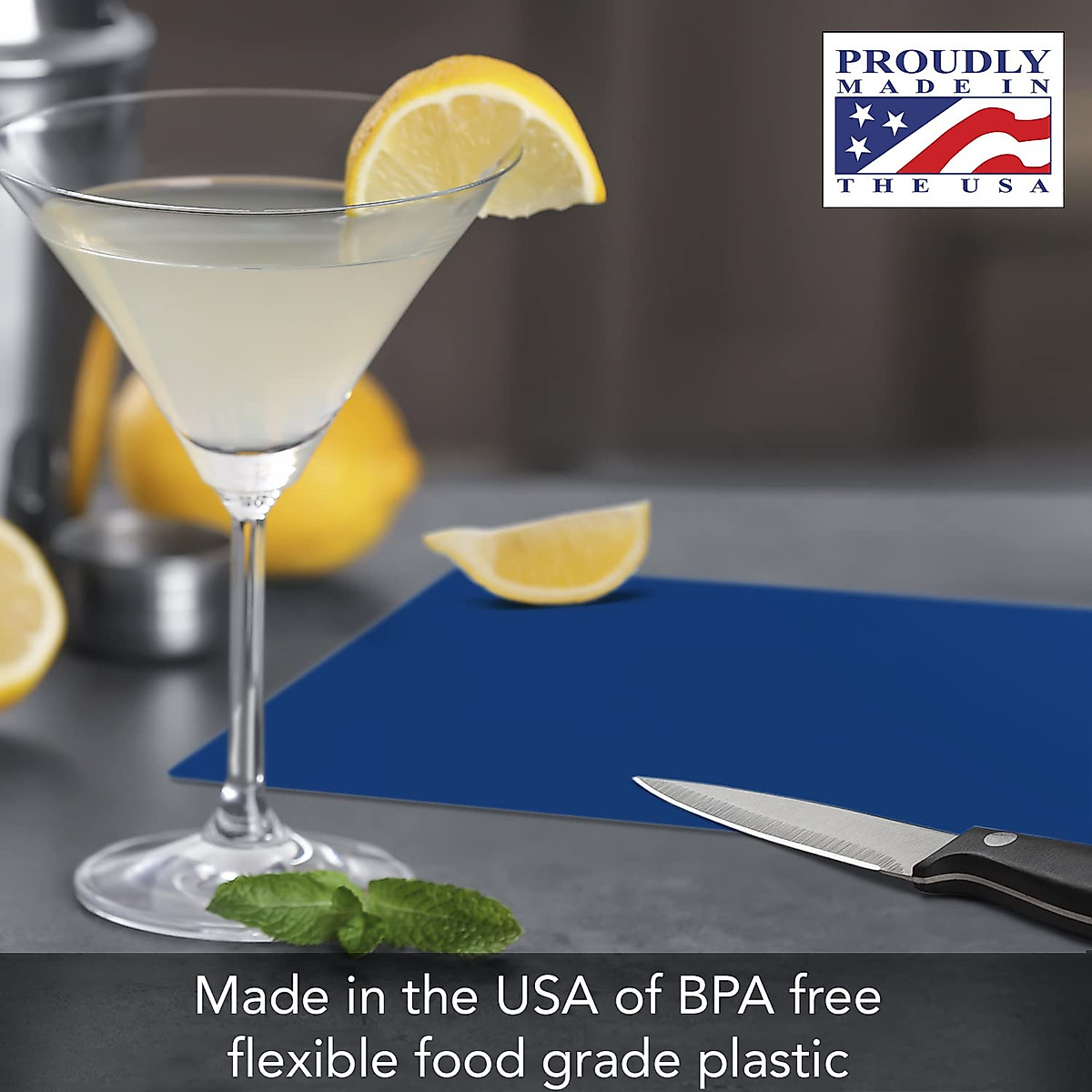 Cut N' Funnel Multi-Size Flexible Cutting Board Mats 3 Pack Made in the USA of BPA Free Food Grade Plastic, Dishwasher Safe