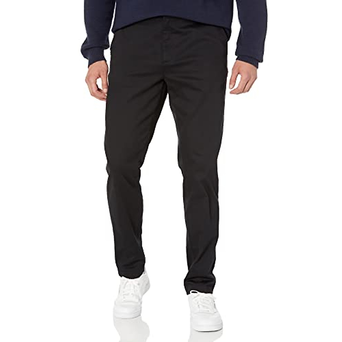 Amazon Essentials Men's Slim-Fit Wrinkle-Resistant Flat-Front Stretch Chino Pant, Black, 28W x 30L