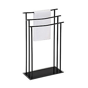Kings Brand Furniture - Silfax 3 Tier Metal/Glass Freestanding Bathroom Towel Rack Stand, Black