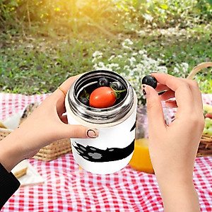 CUPADA Cat Paw Food Jar for Hot and Cold, Black Cat Insulated Food Jars Vacuum 17OZ with Folding Spoon for Work Trip Picnic Camping