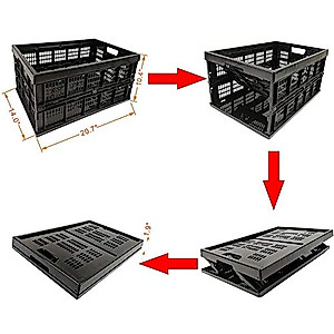 POOLWHALE 45L Collapsible Storage Bin/Container: Grated Wall Utility Basket/Tote,Black (Pack of 2)